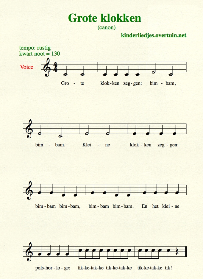 Dutch children's songs A-C, lullabies and nursery rhymes, with music ...