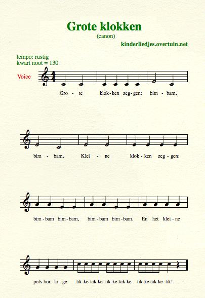 Dutch children's songs A-C, lullabies and nursery rhymes, with music ...