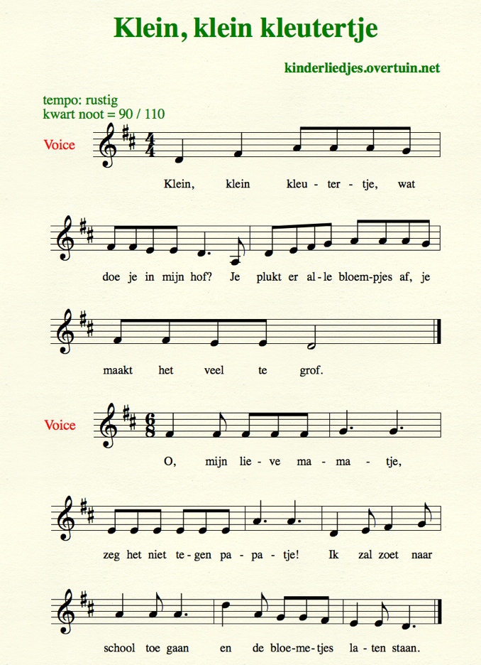 Dutch children's songs M-O, lullabies and nursery rhymes, with music ...