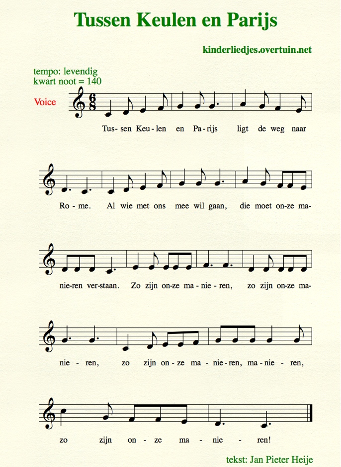 Dutch children's songs A-C, lullabies and nursery rhymes, with music ...