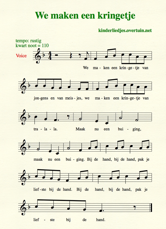 Dutch children's songs U-Z, lullabies and nursery rhymes, with music ...