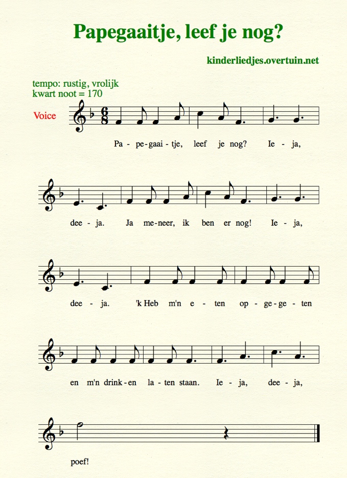 Kinderliedjes met muziek O-P / melodietjes kinderlied - couplet en ...