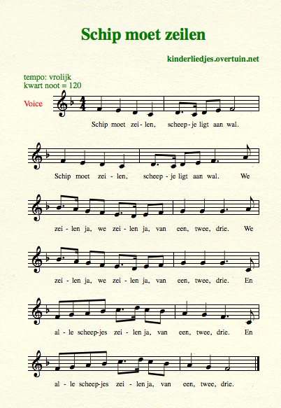 Oude kinderliedjes met tekst en muziek O-S - oud-hollandse liedjes uit ...